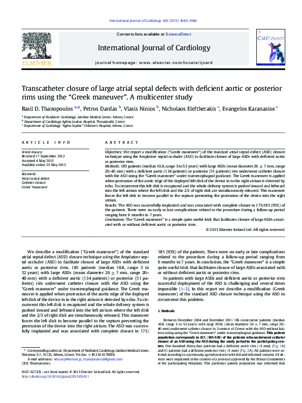 (PDF) Transcatheter closure of large atrial septal defects with ...