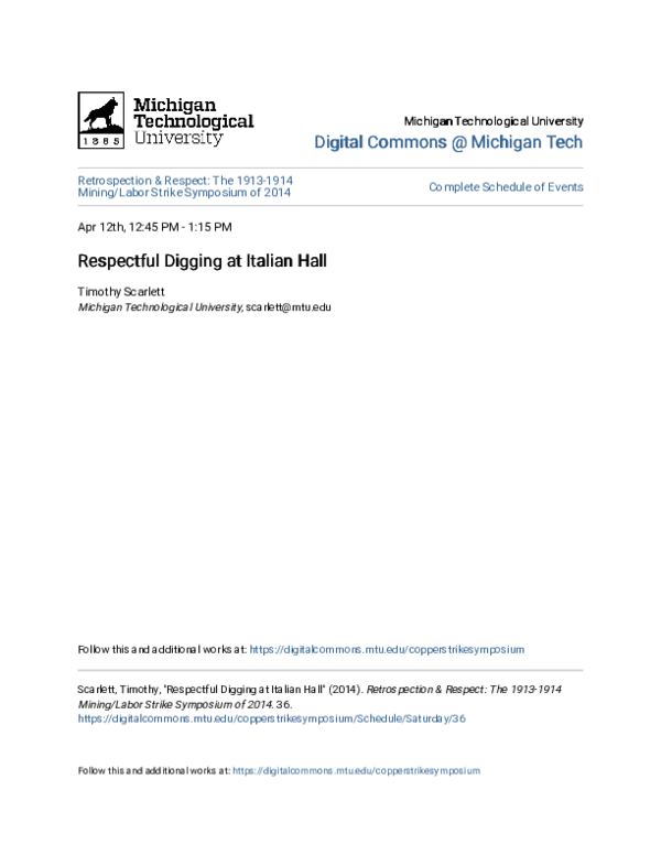 (PDF) Respectful Digging at Italian Hall