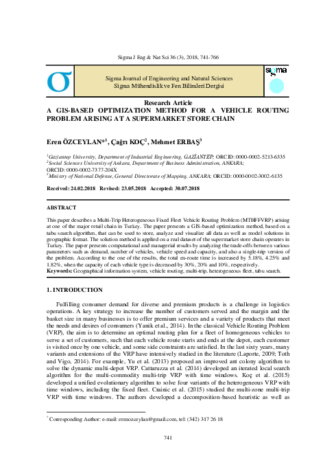Pdf A Gis Based Optimization Method For A Vehicle Routing Problem