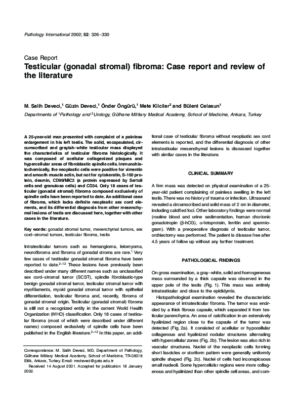 Pdf Testicular Gonadal Stromal Fibroma Case Report And Review Of