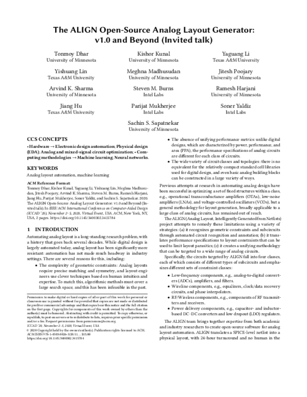 (PDF) The ALIGN open-source analog layout generator
