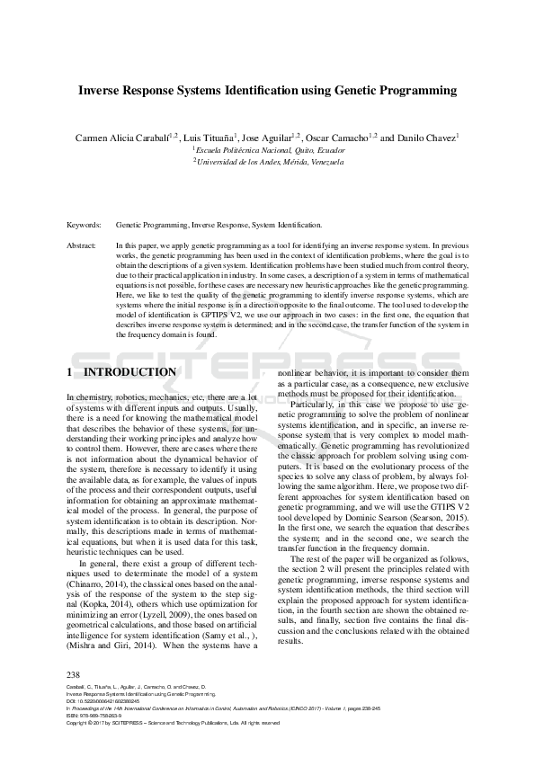 (PDF) Inverse Response Systems Identification using Genetic Programming