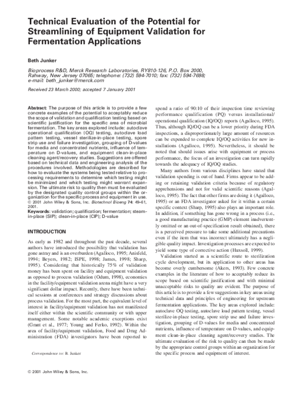 (PDF) Technical evaluation of the potential for streamlining of ...