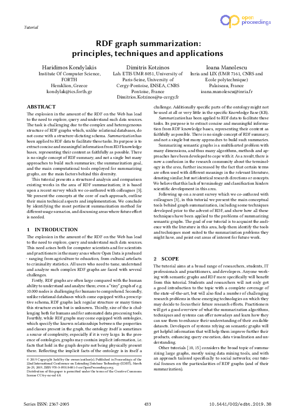 Pdf Rdf Graph Summarization Principles Techniques And Applications