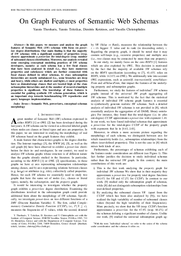 (PDF) IEEE TRANSACTIONS ON KNOWLEDGE AND DATA ENGINEERING 1 On Graph Features of Semantic Web ...