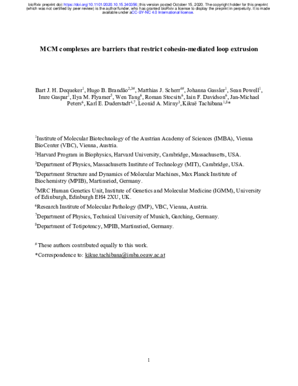 (PDF) MCM complexes are barriers that restrict cohesin-mediated loop extrusion