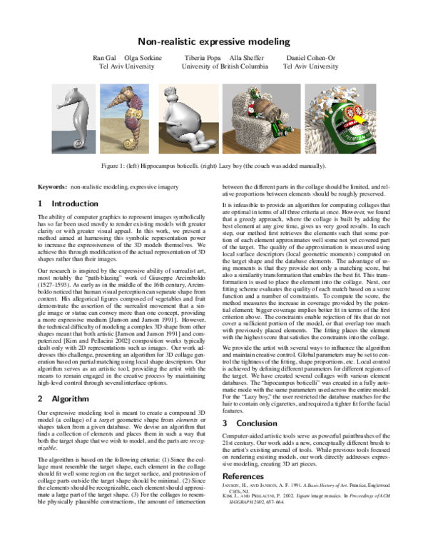 (PDF) Non-realistic expressive modeling | Ran Gal - Academia.edu