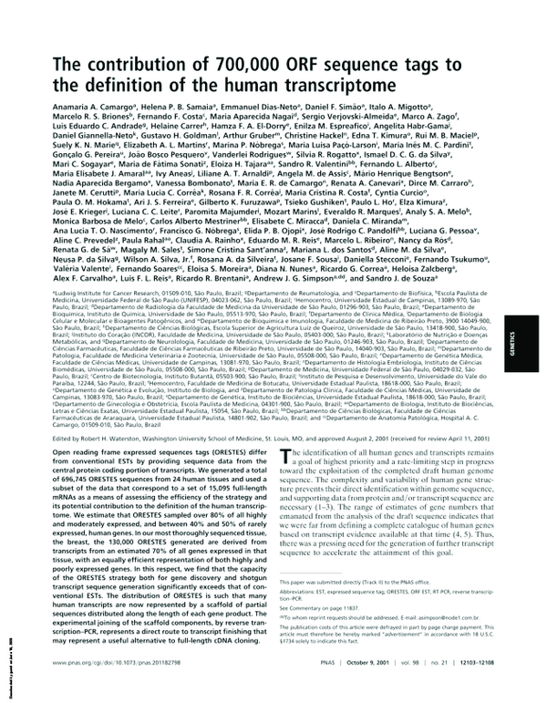 (PDF) The contribution of 700,000 ORF sequence tags to the definition ...