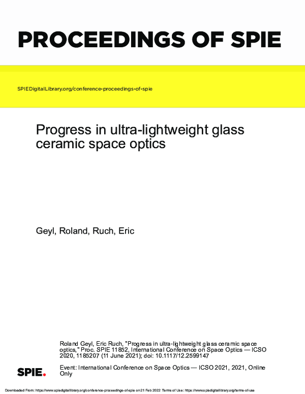 (PDF) Progress in ultra-lightweight glass ceramic space optics