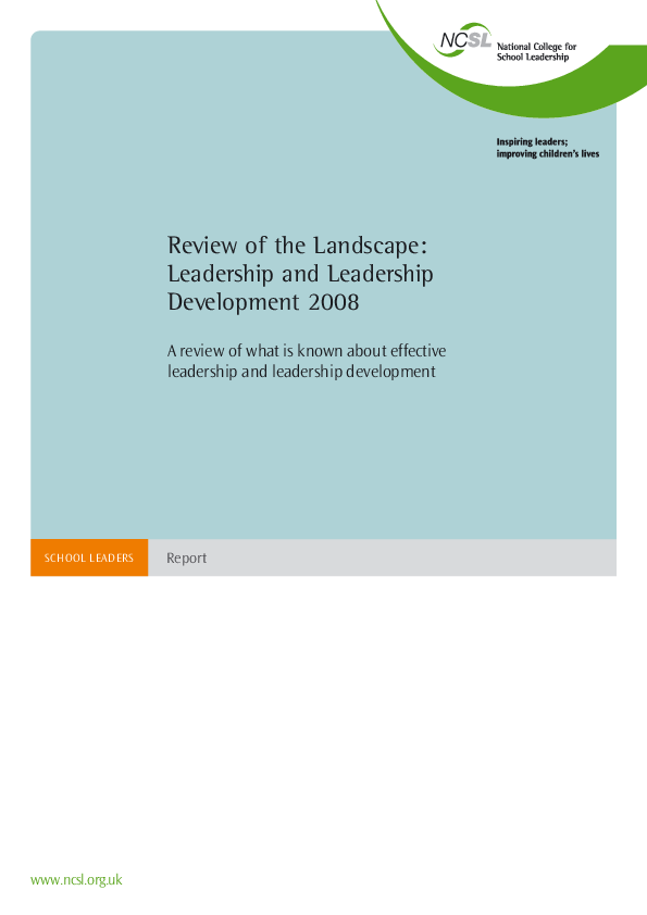 (PDF) Review of the landscape: leadership and leadership development ...