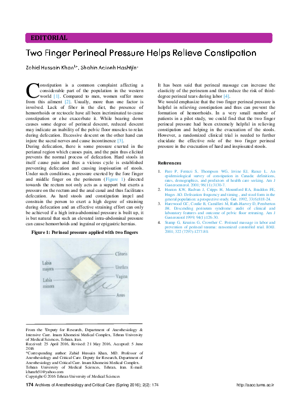(PDF) Two Finger Perineal Pressure Helps Relieve Constipation