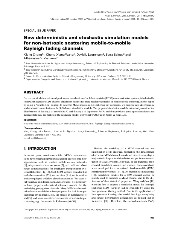 (PDF) New deterministic and stochastic simulation models for non-isotropic scattering mobile-to ...