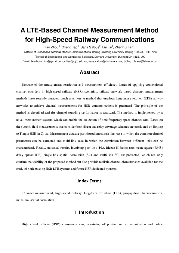 (PDF) Implementation of an LTE-Based Channel Measurement Method for ...