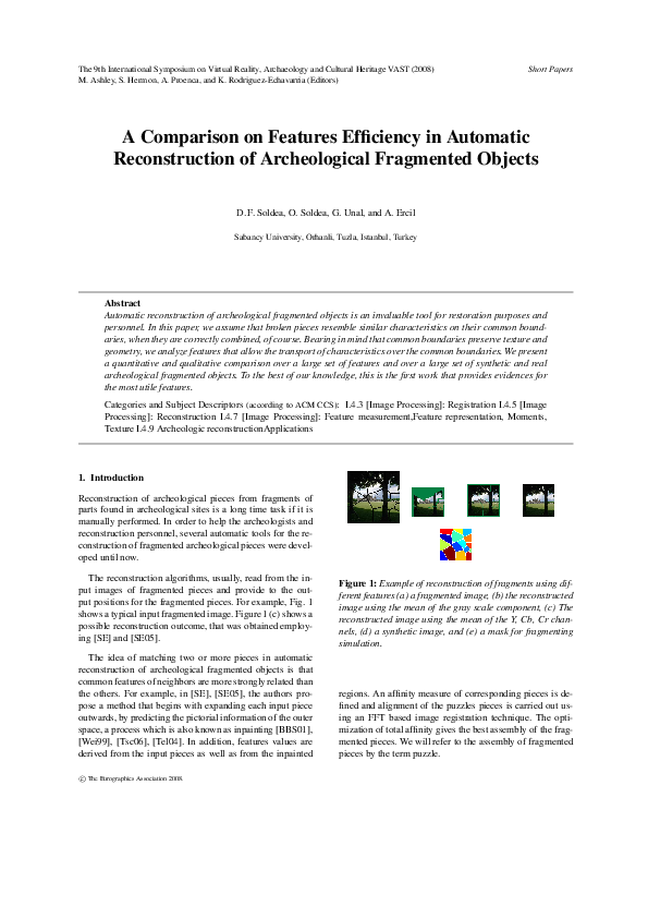 (PDF) A Comparison on Features Efficiency in Automatic Reconstruction ...
