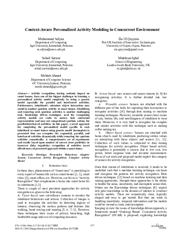 (PDF) Context-Aware Personalized Activity Modeling in Concurrent Environment