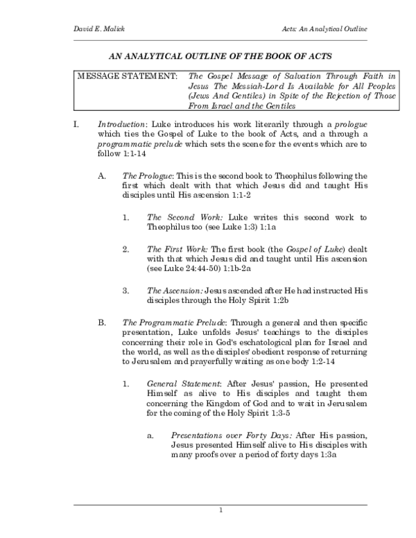 (PDF) An Analytical Outline of Acts