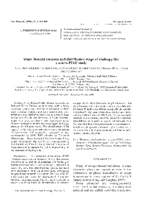 (PDF) Trace element contents and distribution maps of chalcopyrite: a micro-PIXE study