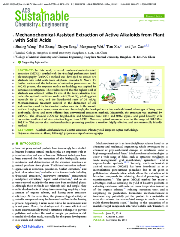 (PDF) Mechanochemical Assisted Extraction of Active Alkaloids from ...