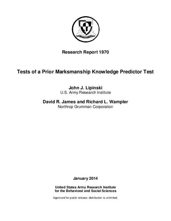 (PDF) Tests of a Prior Marksmanship Knowledge Predictor Test