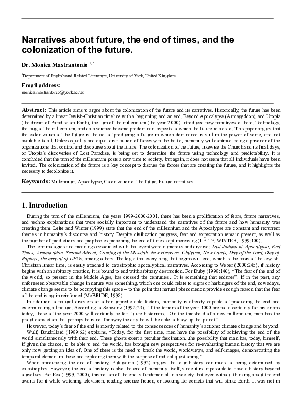 (DOC) Narratives about future, the end of times, and the colonization ...