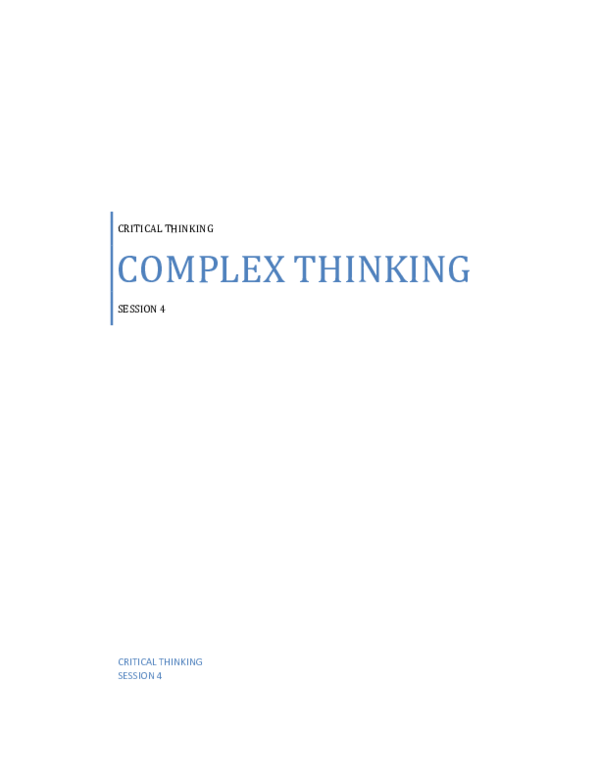 (PDF) Complex Thinking