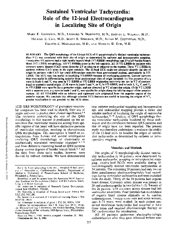 (PDF) Sustained ventricular tachycardia: role of the 12-lead ...