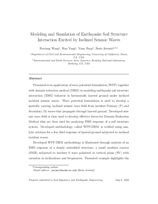 (PDF) Modeling and simulation of earthquake soil structure interaction excited by inclined ...