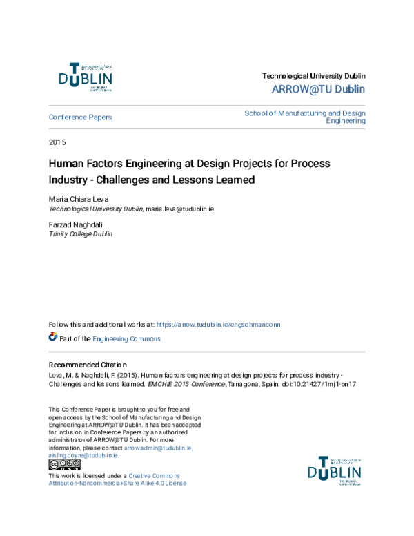 (PDF) Human Factors Engineering at Design Projects for Process Industry ...
