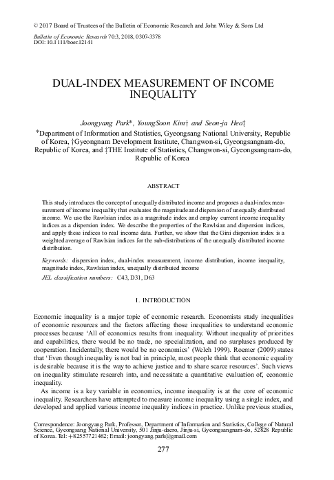 (PDF) Dual-Index Measurement of Income Inequality