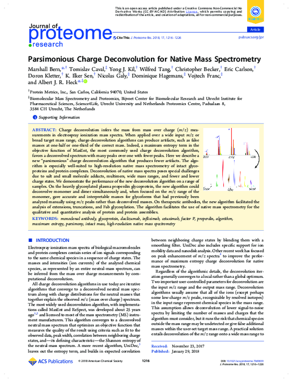 (PDF) Parsimonious Charge Deconvolution for Native Mass Spectrometry