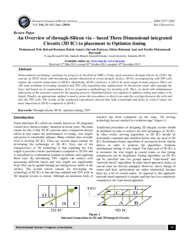 (PDF) An Overview of through-Silicon via - based Three Dimensional integrated Circuits (3D IC ...