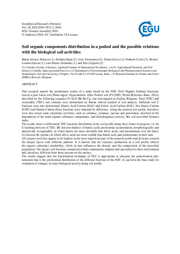 (PDF) Soil organic components distribution in a podzol and the possible ...