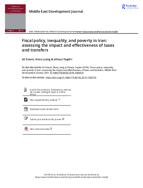 (PDF) Fiscal policy, inequality, and poverty in Iran: assessing the ...