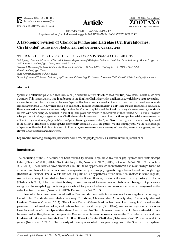 (PDF) A taxonomic revision of Cheilodactylidae and Latridae ...