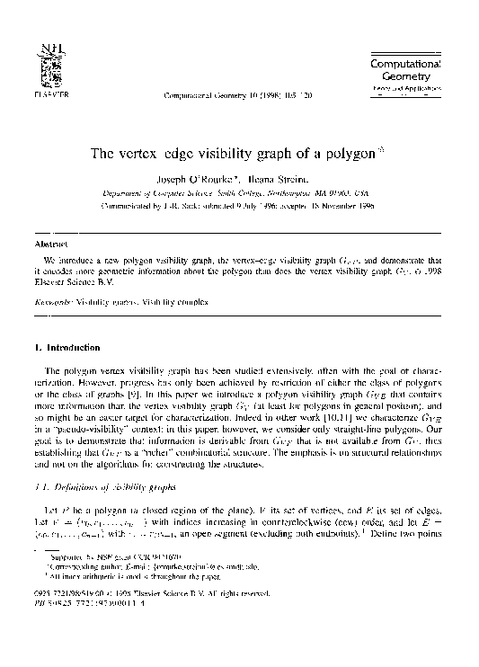 (PDF) The vertex-edge visibility graph of a polygon