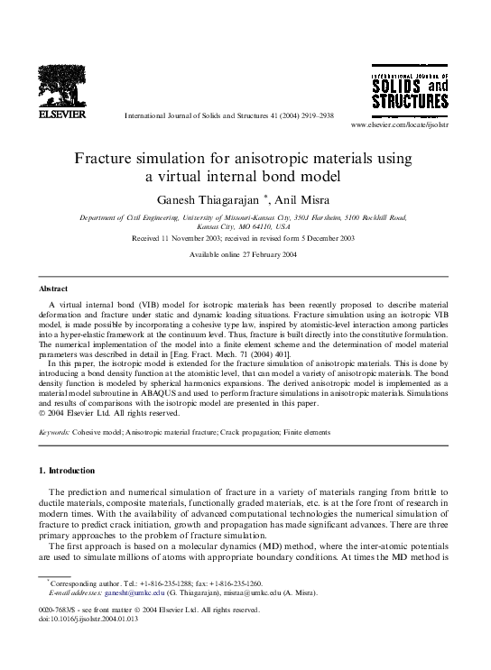 (PDF) Fracture simulation for anisotropic materials using a virtual ...