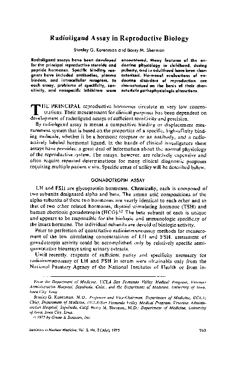 (PDF) Radioligand assay in reproductive biology