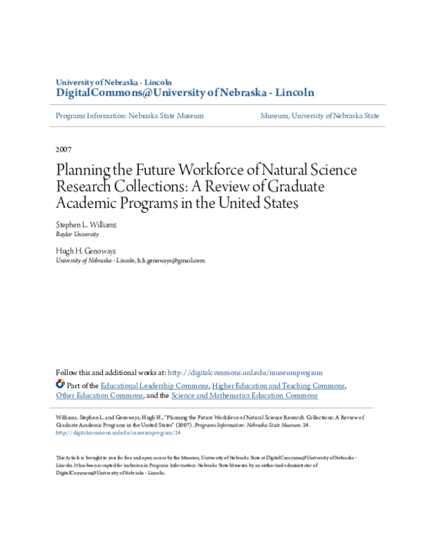 (PDF) Planning the Future Workforce of Natural Science Research ...