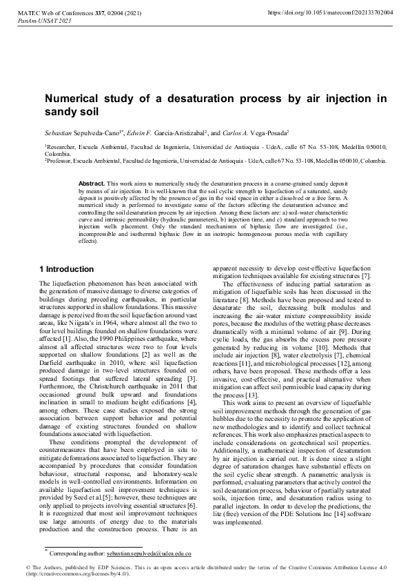 (PDF) Numerical study of a desaturation process by air injection in ...