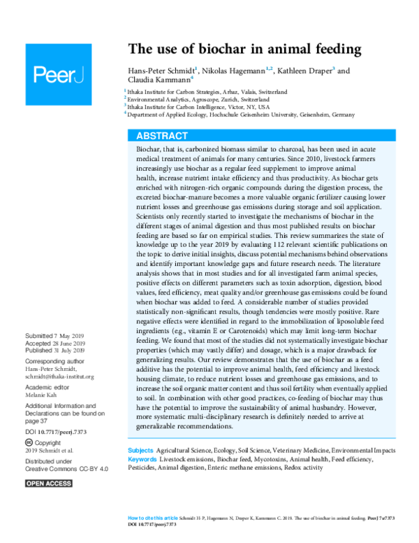 (PDF) The use of biochar in animal feeding