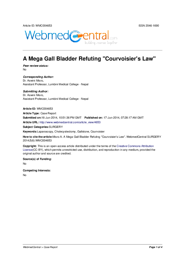 (PDF) A Mega Gall Bladder Refuting "Courvoisier's Law
