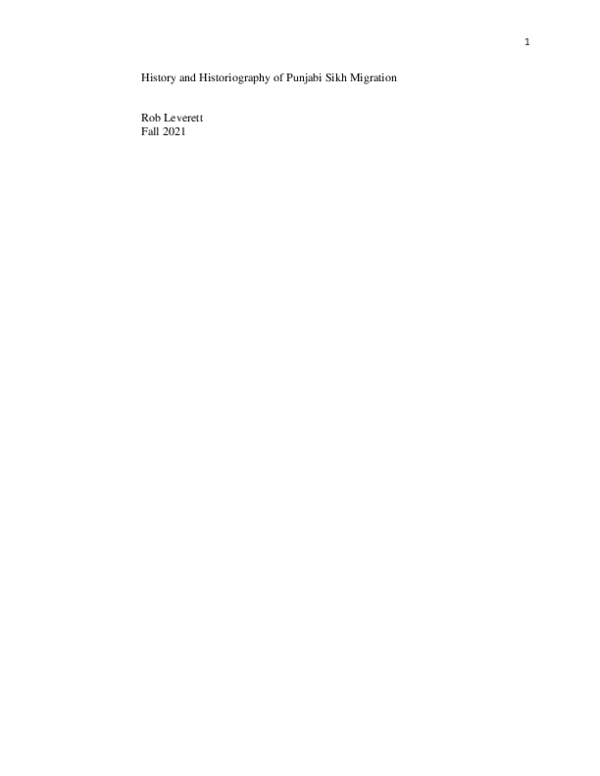 (PDF) Sikh Punjabi Migration