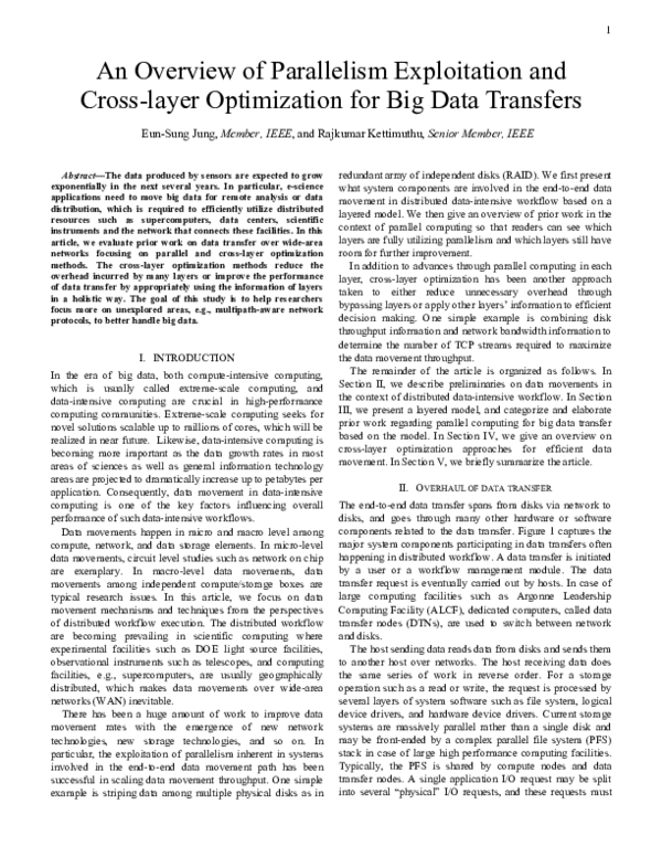 (PDF) An Overview of Parallelism Exploitation and Cross-layer Optimization for Big Data Transfers