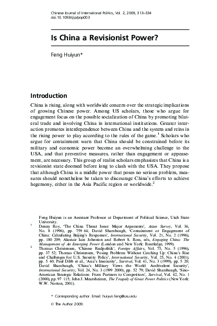 (PDF) Is China a Revisionist Power?