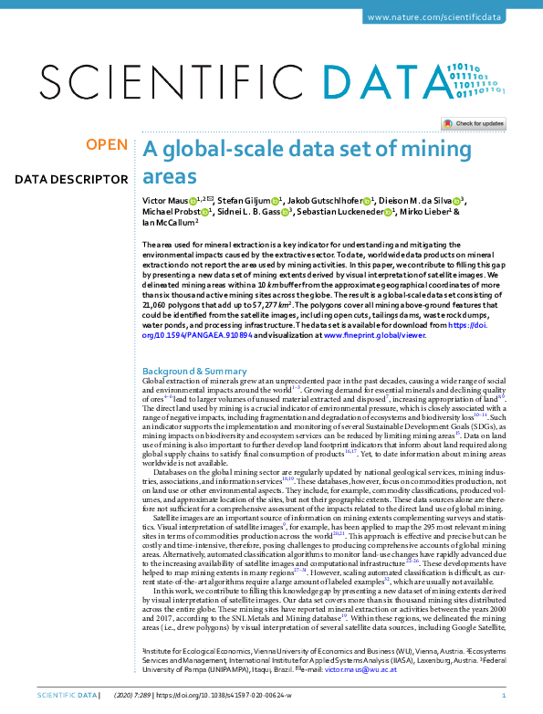 (PDF) A global-scale data set of mining areas