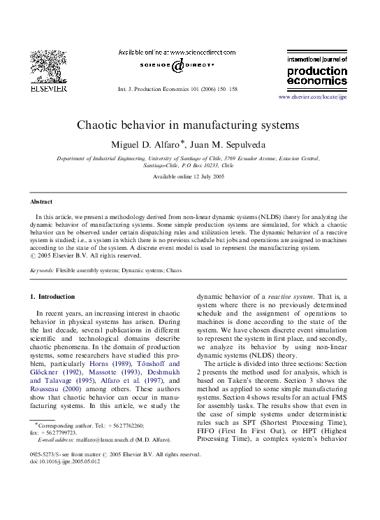 (PDF) Chaotic behavior in manufacturing systems