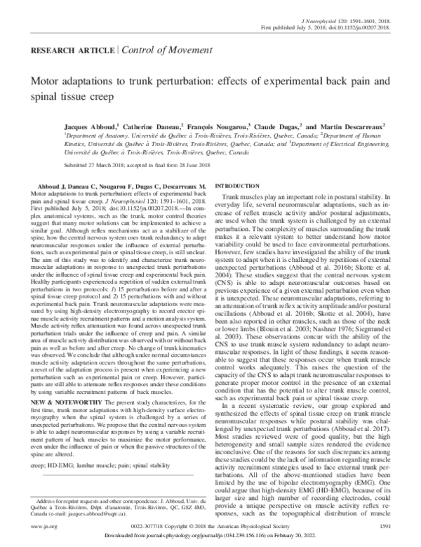 (PDF) Trunk Neuromuscular Adaptations to Pain and Creep