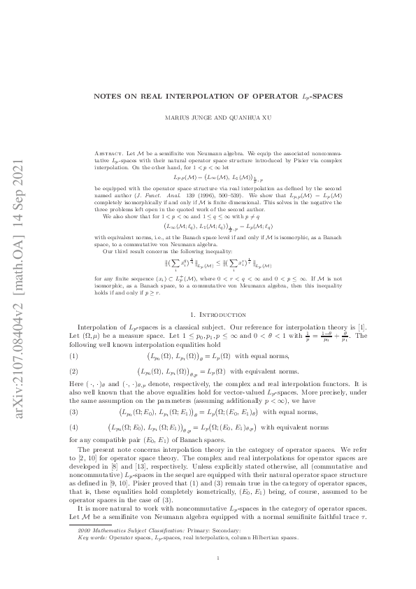 Pdf Notes On Real Interpolation Of Operator L P Spaces