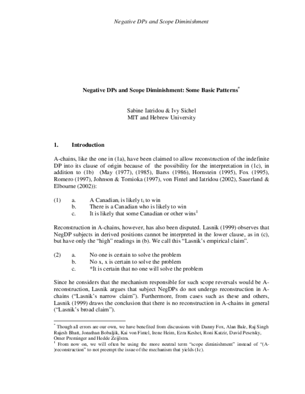 (PDF) Negative DPs and Scope Diminishment Negative DPs and Scope ...