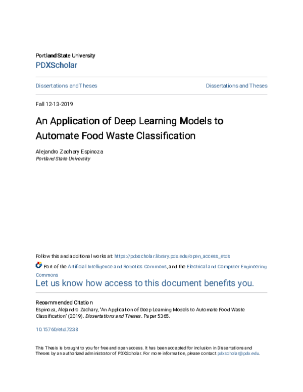 (PDF) An Application of Deep Learning Models to Automate Food Waste ...